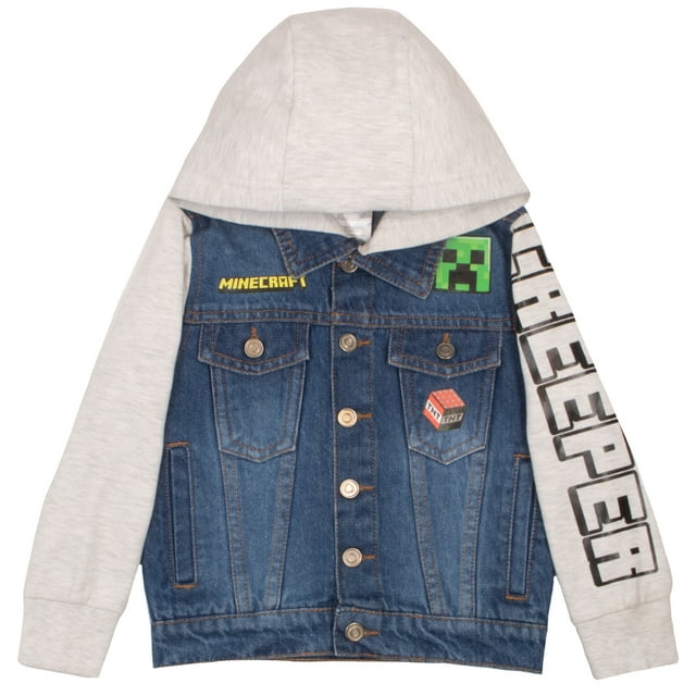 Minecraft Jean Jacket with Hoodie Minecraft Denim Jacket for Little and ...