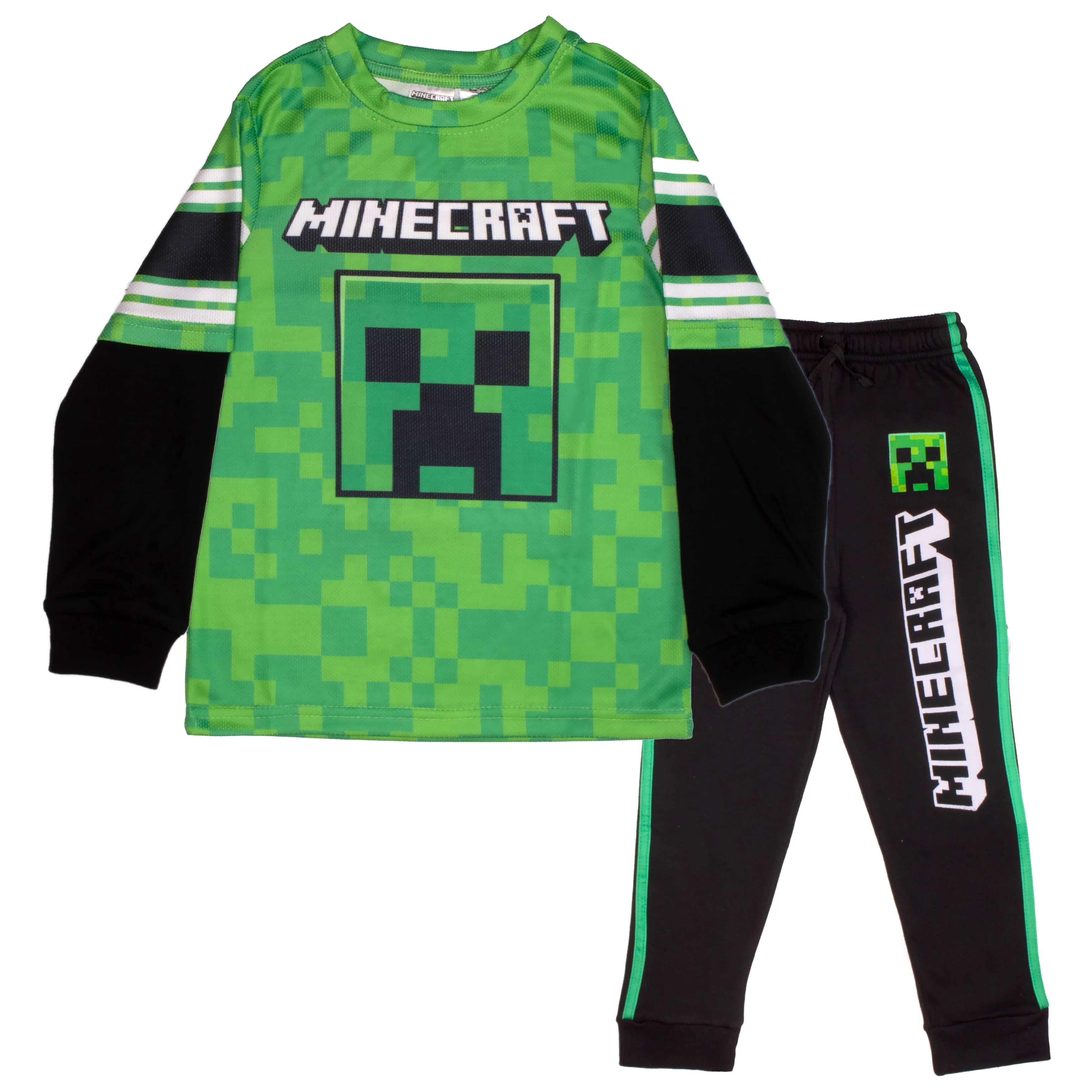 Minecraft Jolly Mobs SSS Creeper Boys Athletic Long Sleeve and Joggers ...