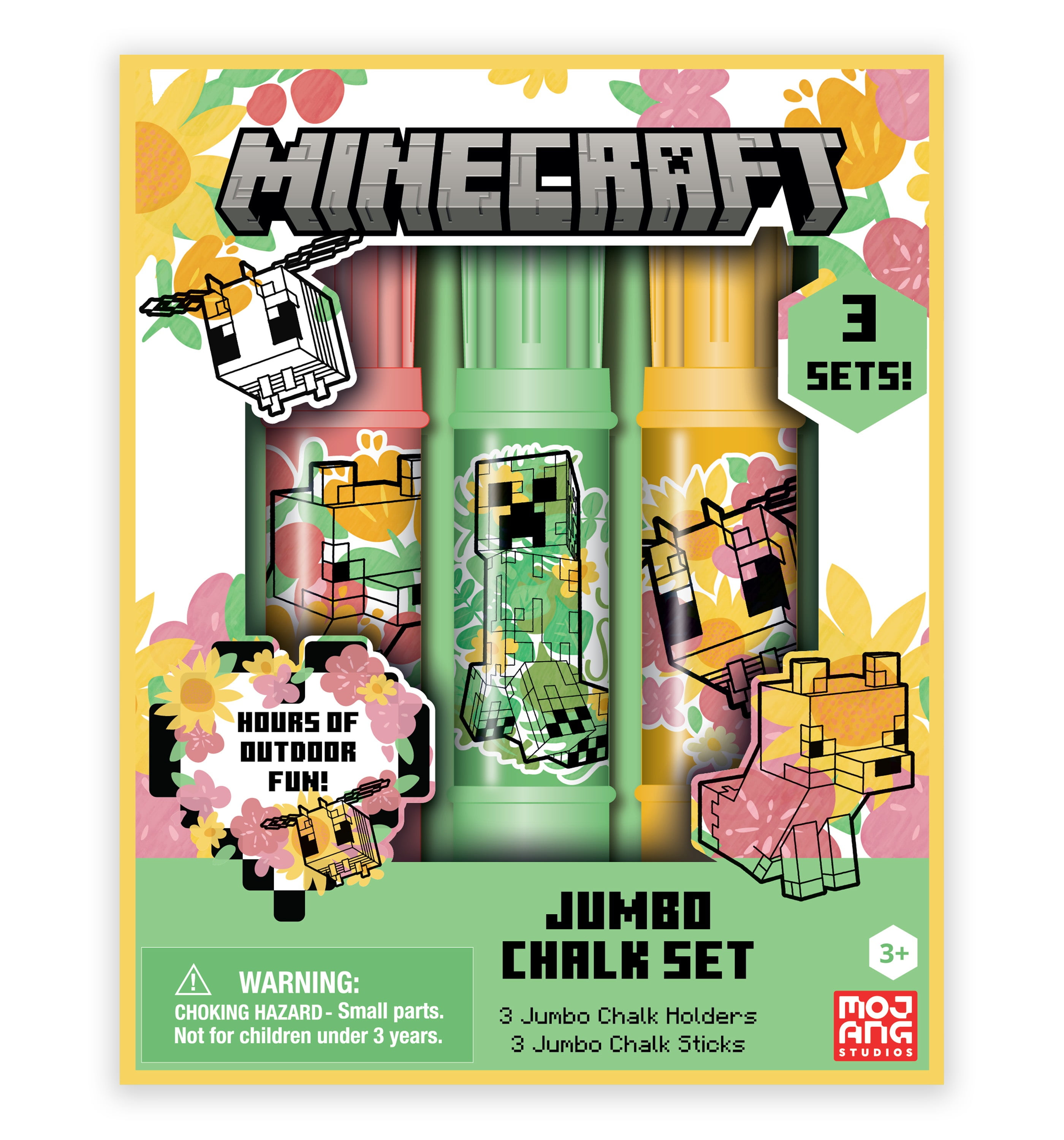Minecraft Jumbo Chalk Set, Includes 3 Chalk Holders, Multi-Color ...