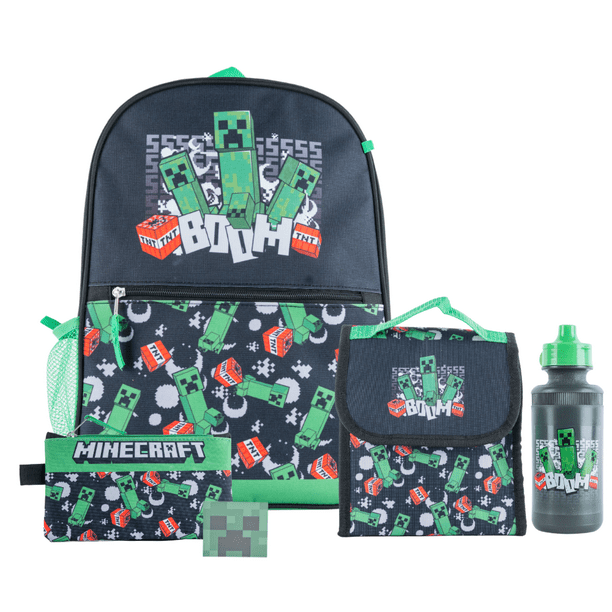 Minecraft Kids Backpack with Lunch Bag Water Bottle and Pencil Pouch 5 ...