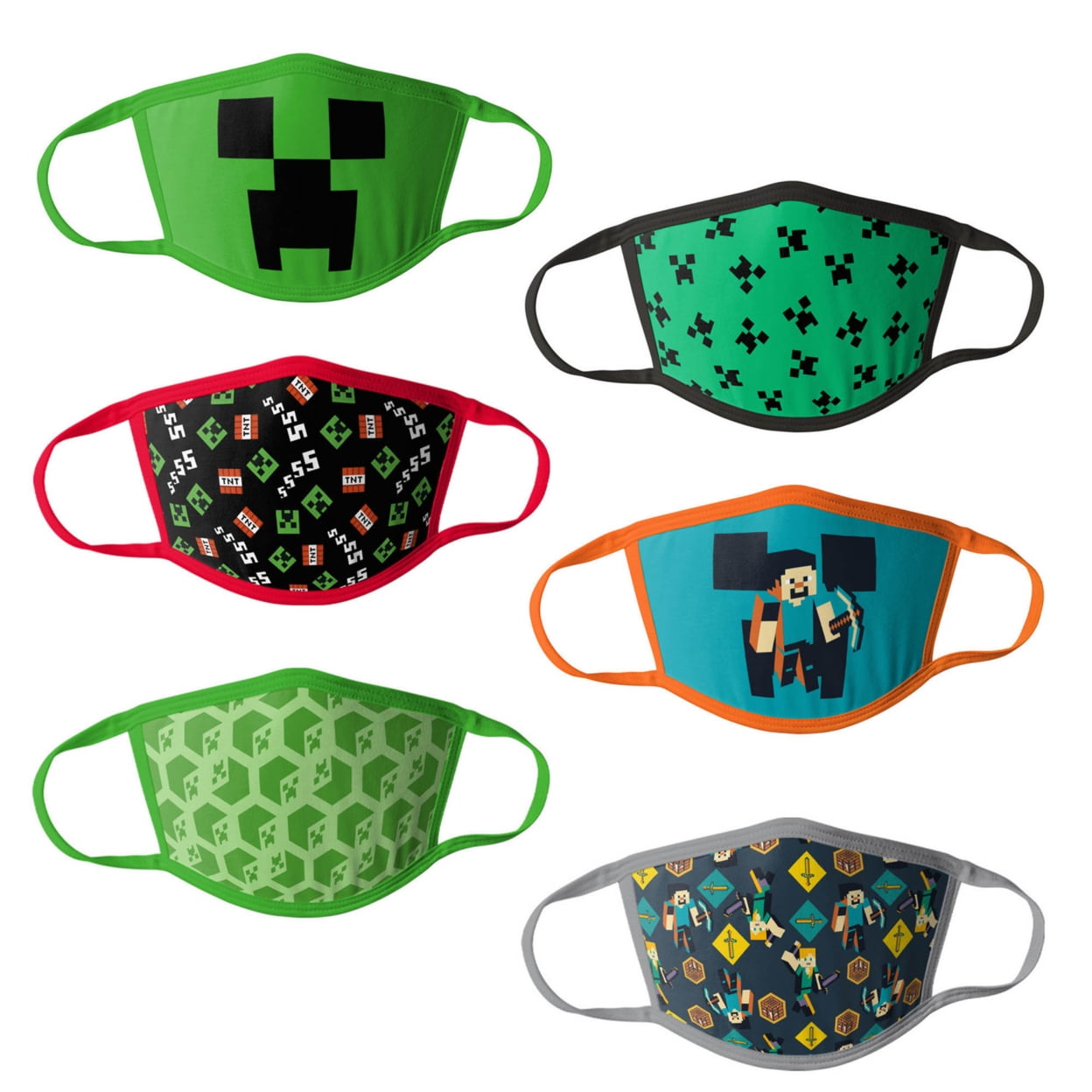 Minecraft Kids Face Masks 6 Pieces - Walmart.com