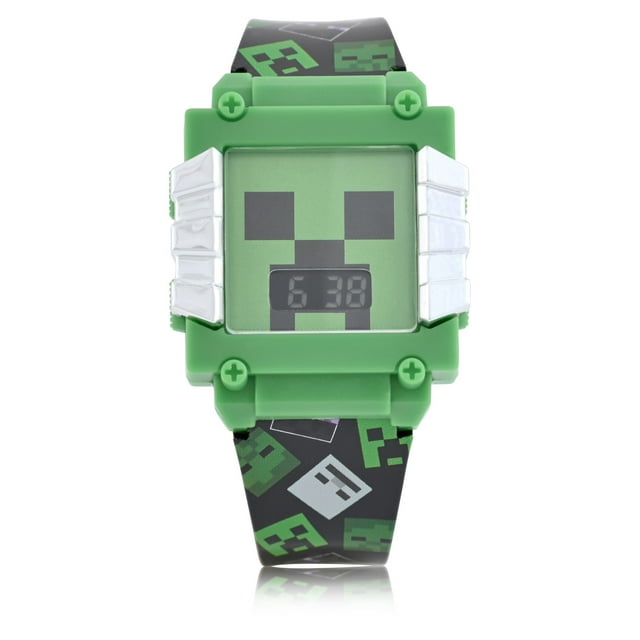 Minecraft Kids Flashing Lights LCD Watch with Printed Strap MIN4232WM ...