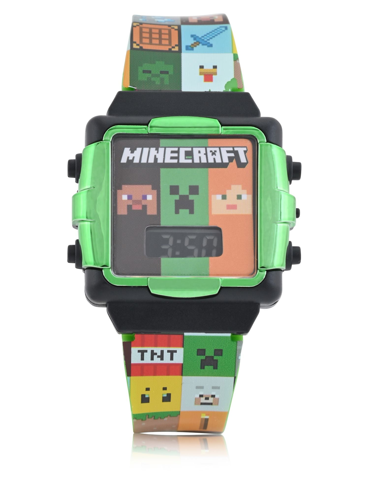Minecraft Kids Flashing Lights LCD Watch with Printed Strap - Walmart.com