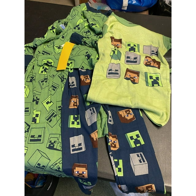 Minecraft Kid's Comfortable Steve Creeper Pajama Set, Green - Walmart.com
