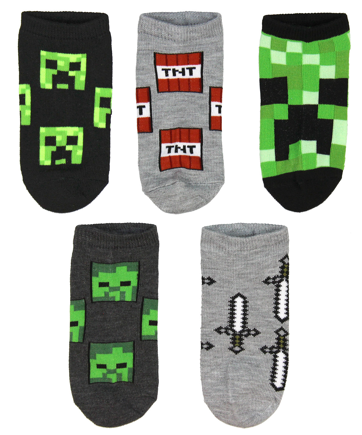 Minecraft, Kids Socks, 5 Pack No Shows Classic Heros And Monsters ...
