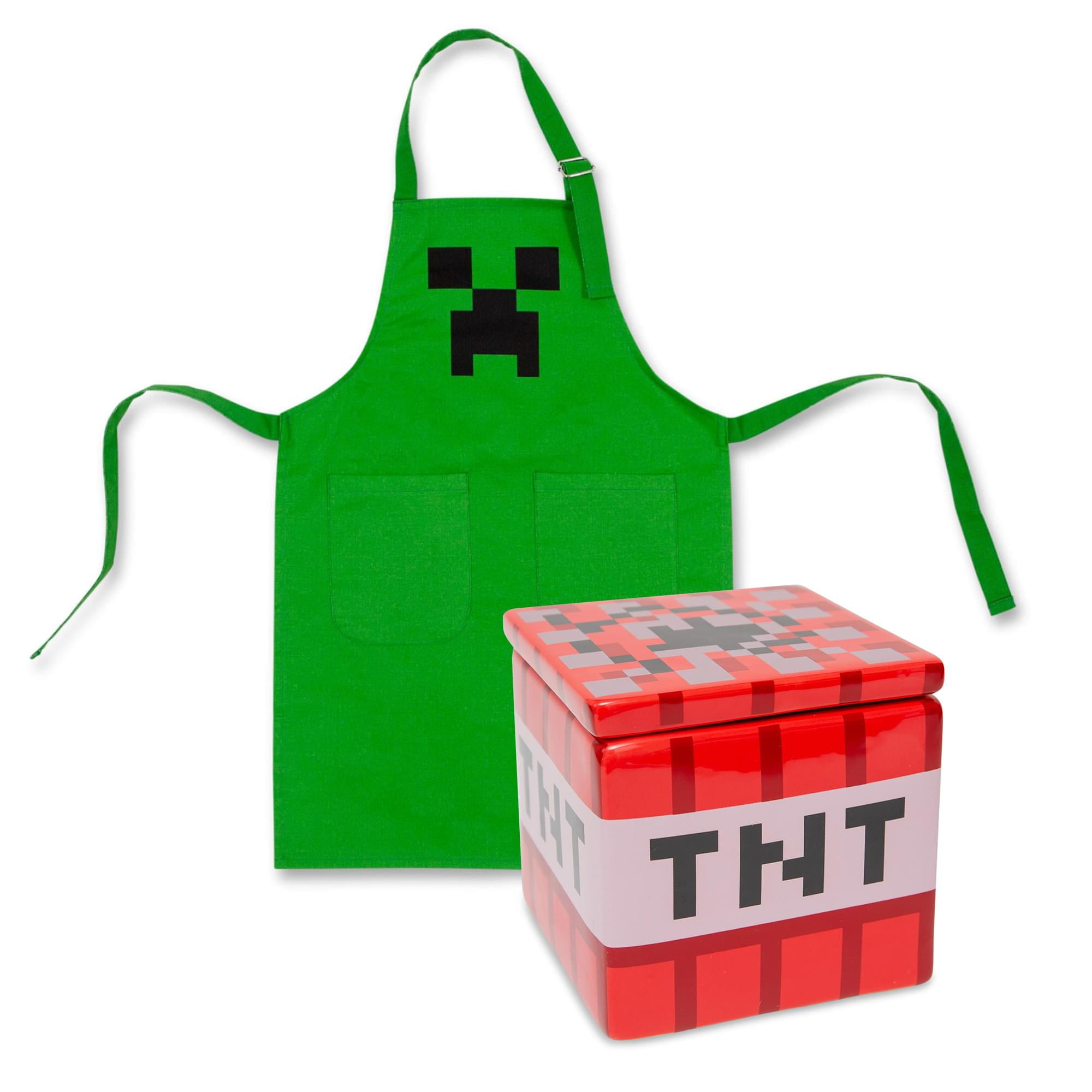 Minecraft Kitchen Set: Creeper Youth Apron & TNT Cookie Jar - Walmart.com