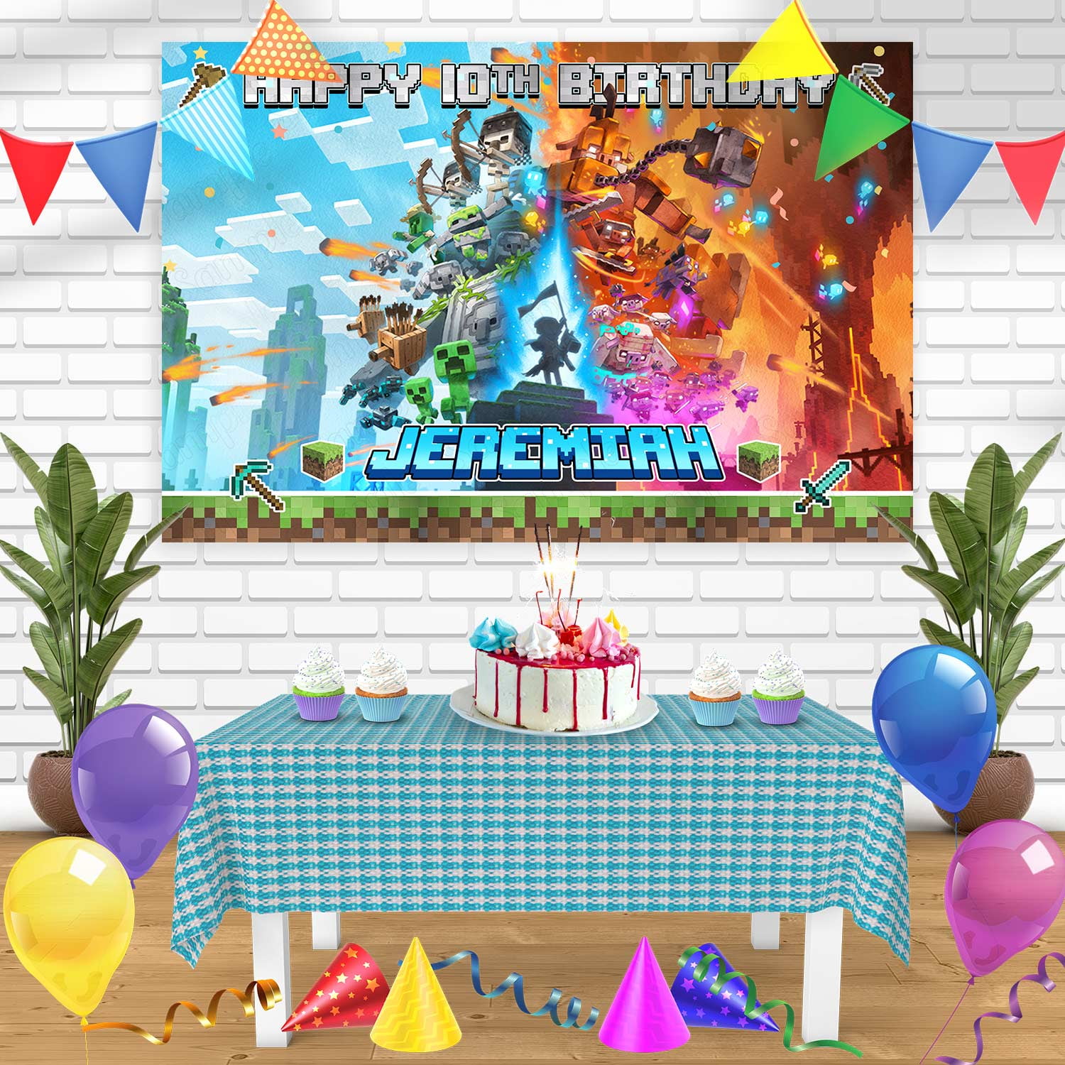 Minecraft Legends AC Bn Birthday Banner Personalized Party Backdrop ...