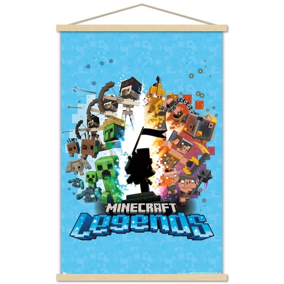 Minecraft: Legends - Blue Wall Poster with Magnetic Frame, 22.375" x 34 ...