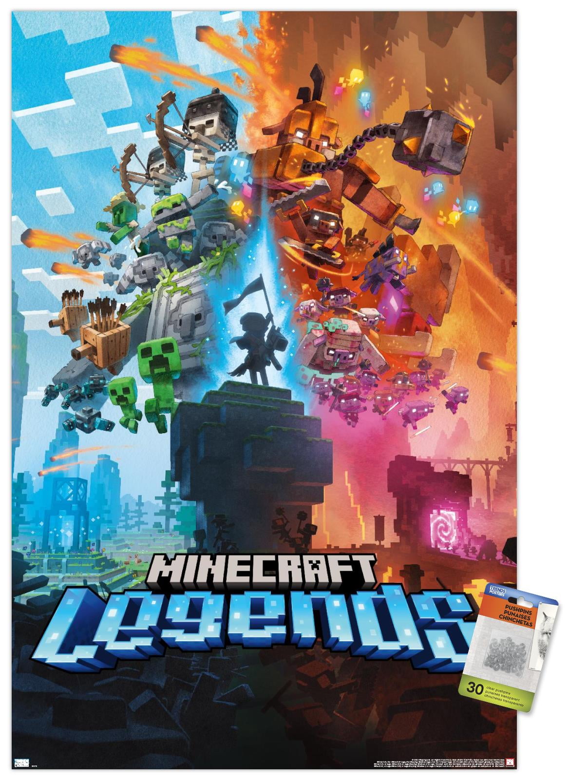 Minecraft: Legends - Key Art Wall Poster with Push Pins, 22.375" x 34 ...
