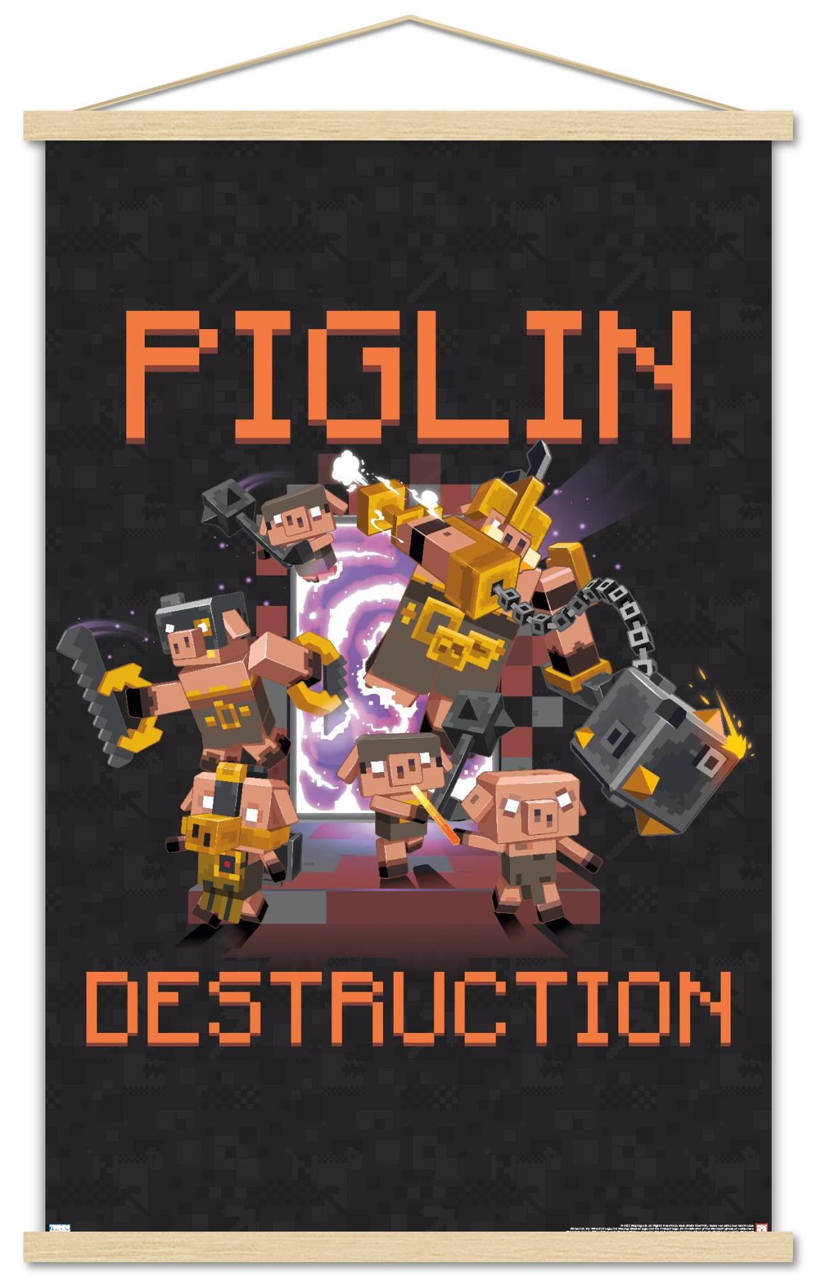 Minecraft: Legends - Piglin Destruction Wall Poster with Magnetic Frame ...