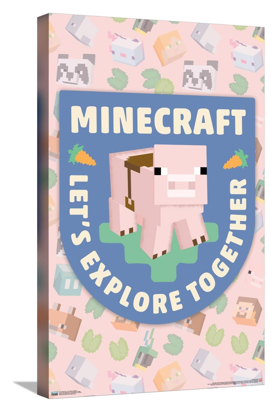 Minecraft - Let's Explore Together Canvas Wall Poster, 14.725" x 22.375 ...