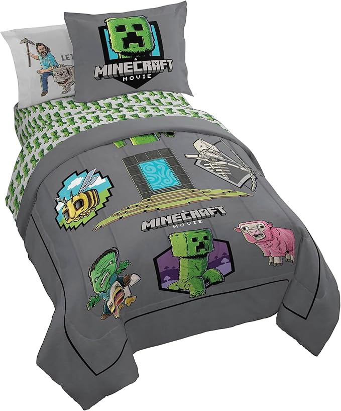 Minecraft Let's Minecraft 5 Piece Twin Size Comforter Set with Shams ...