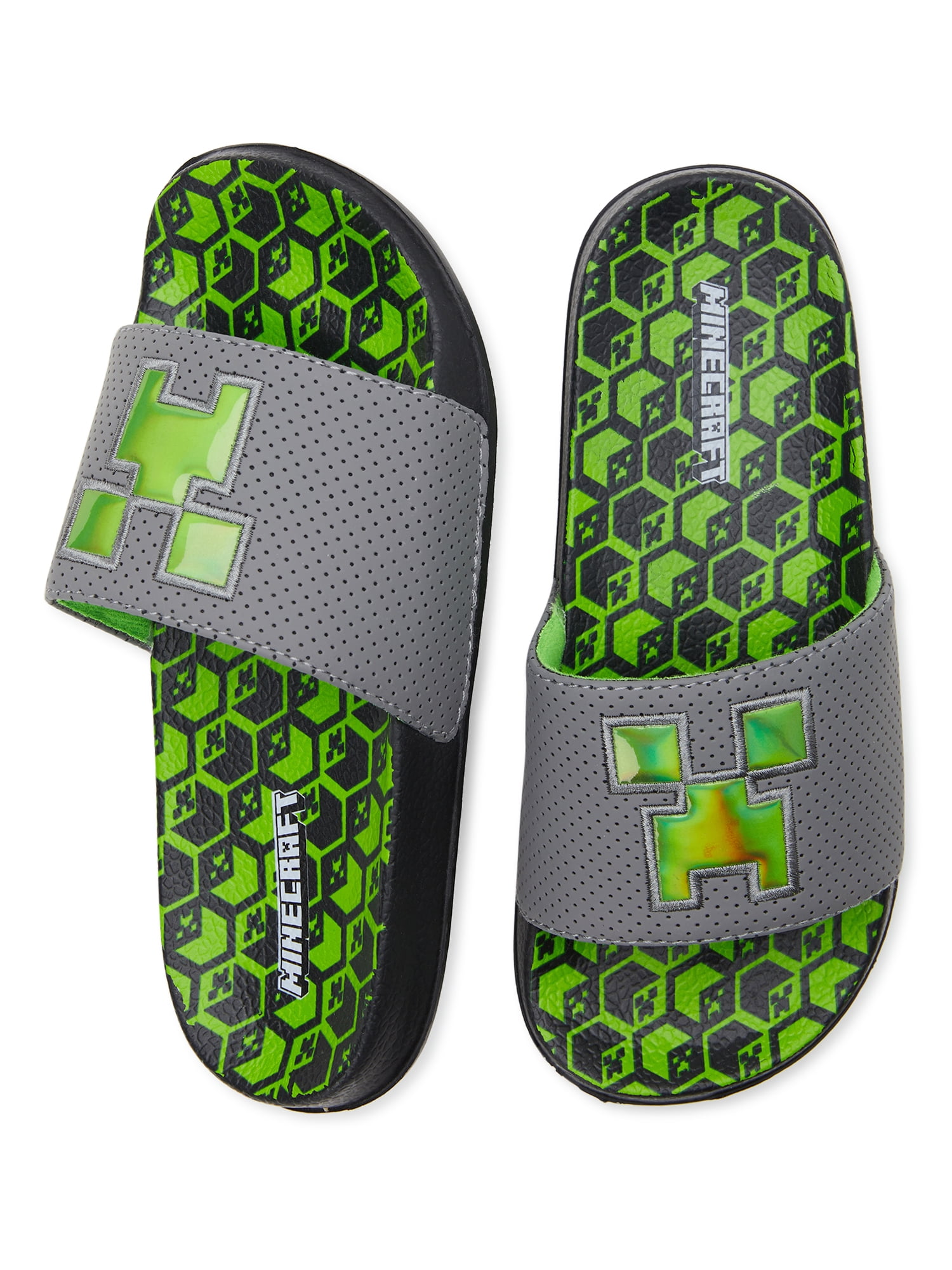Minecraft Boys Padded Slide Sandals - Gray Green - Walmart.com