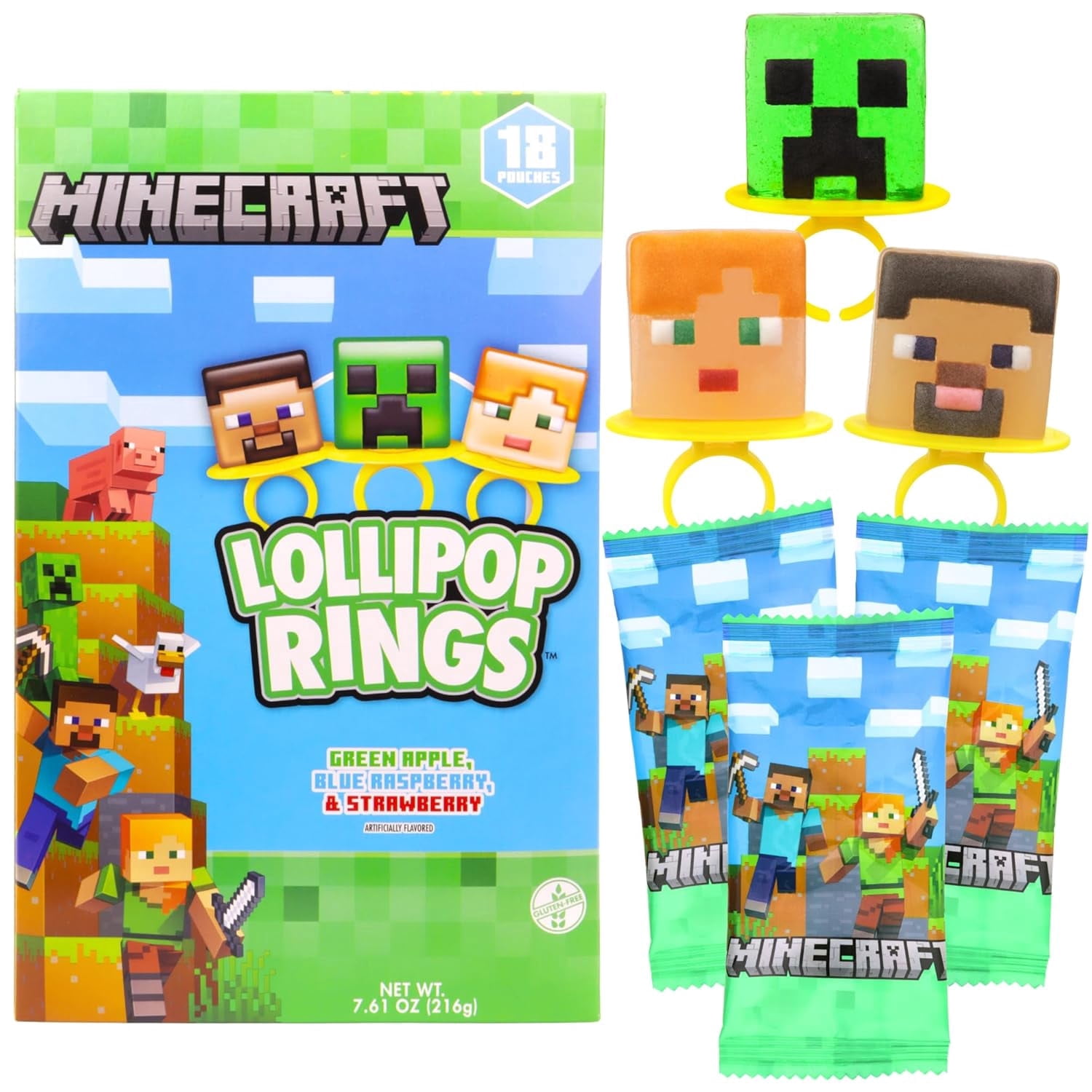 Minecraft Lollipop Rings, Individually Wrapped, Birthday Party Favors ...