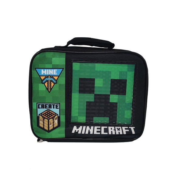 Minecraft Gamer Insulated Lunch Box with Creeper Mob Design for Kids ...