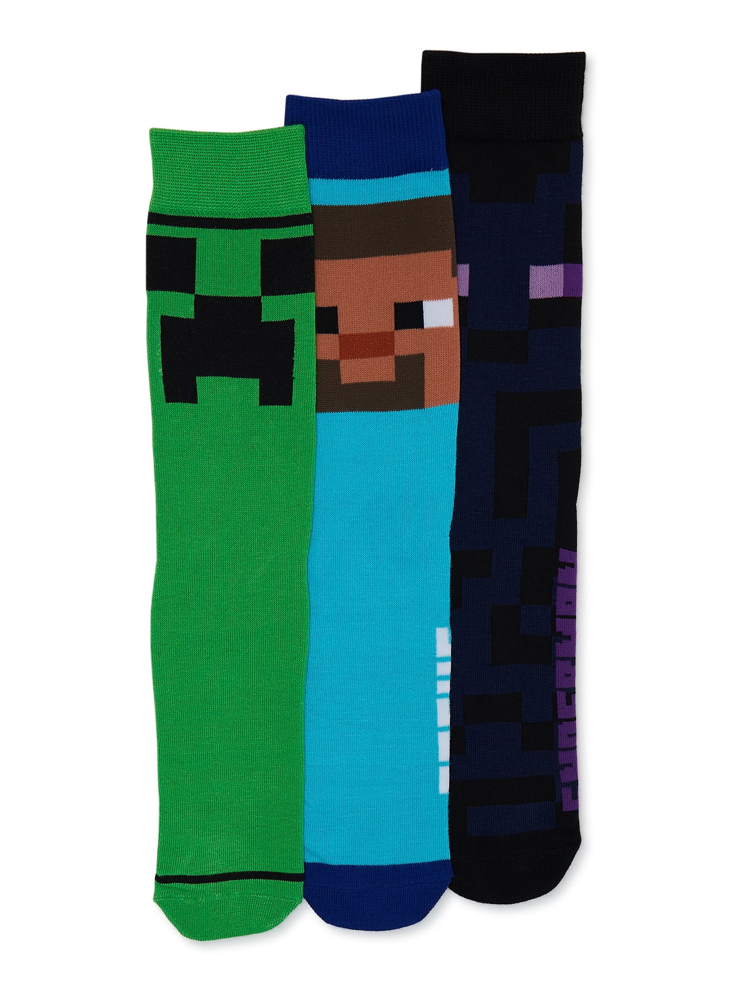 Minecraft Men's 3-Pack of Crew Socks with Novelty Gift Box, Sizes 8-12 ...