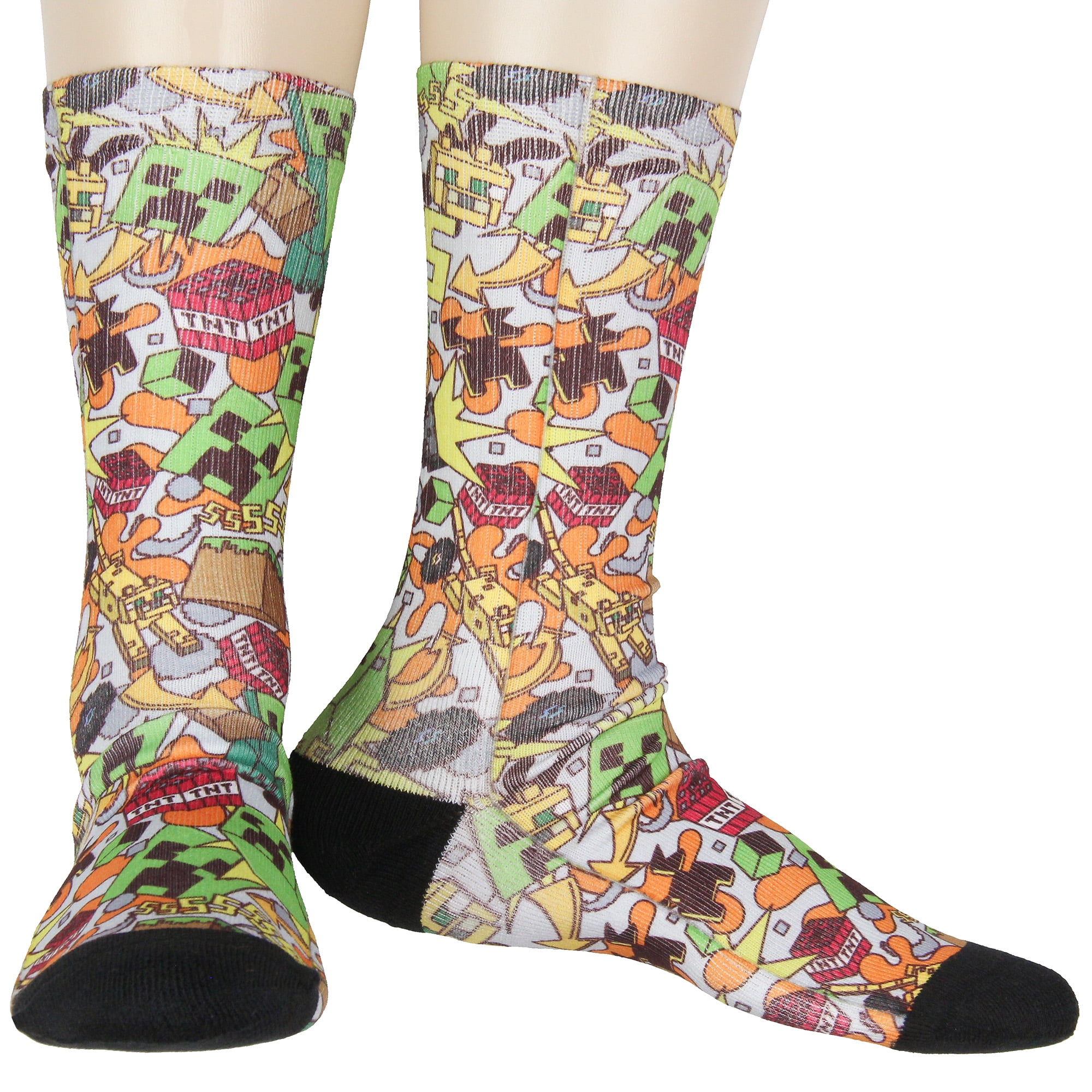Minecraft Men's All Over Pattern TNT On Sublimated Crew Sock - Walmart.com