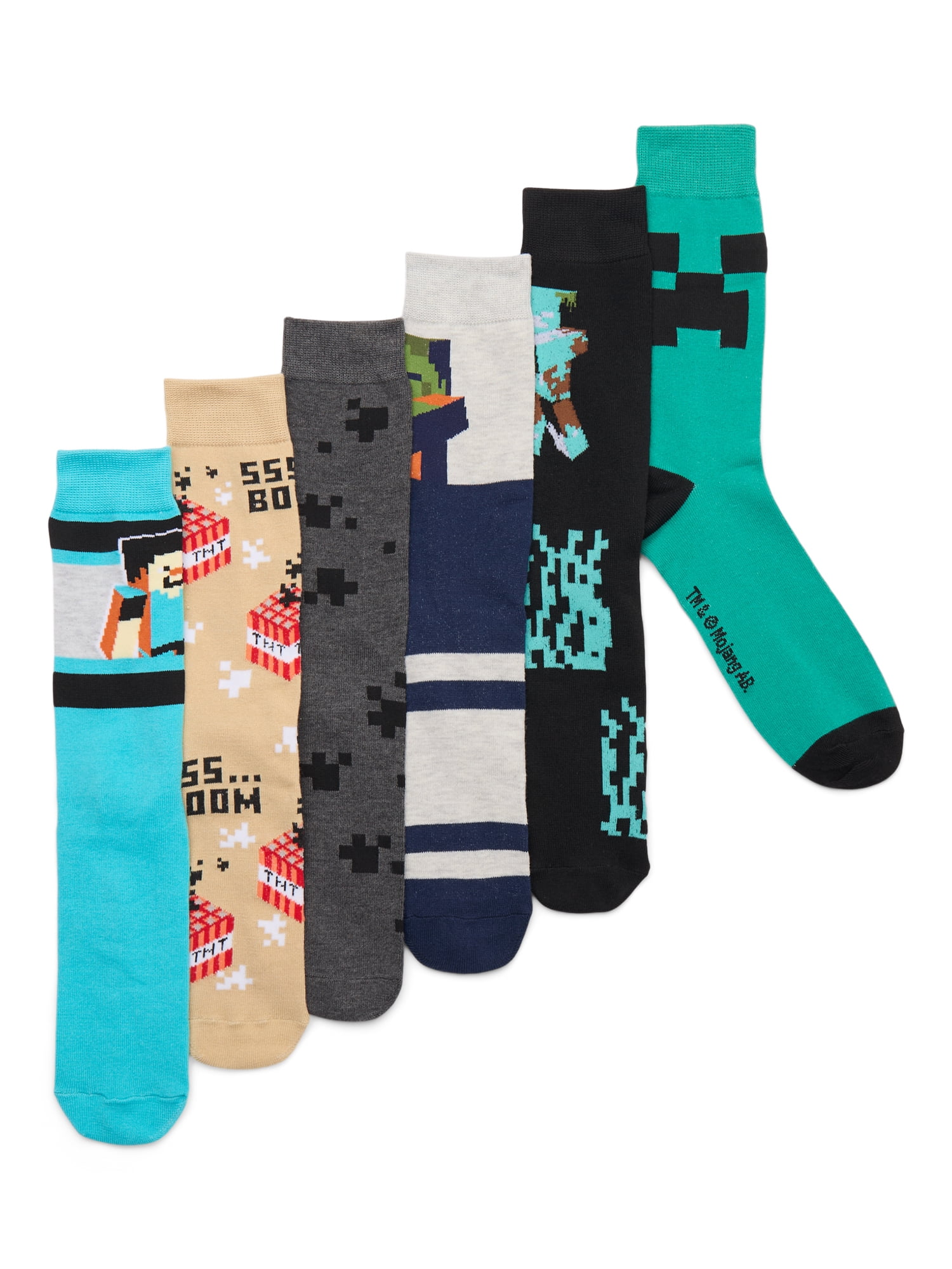 Minecraft Men's Crew Socks, 6-Pack, Shoe Sizes 8-12 - Walmart.com