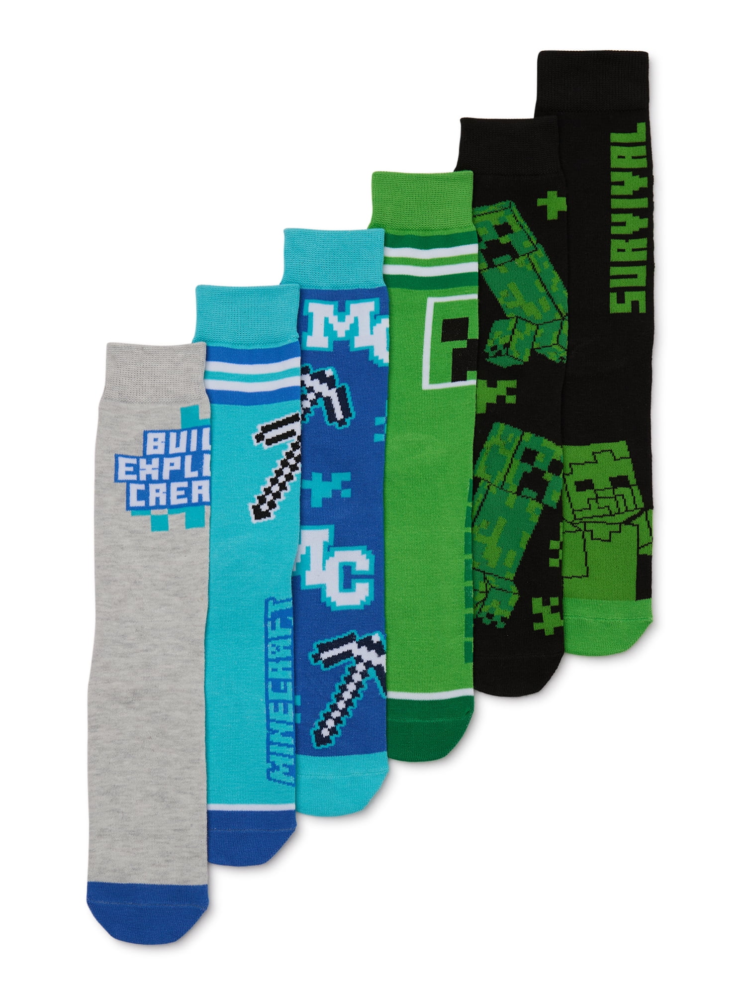 Minecraft Men’s Crew Socks, 6-Pack - Walmart.com
