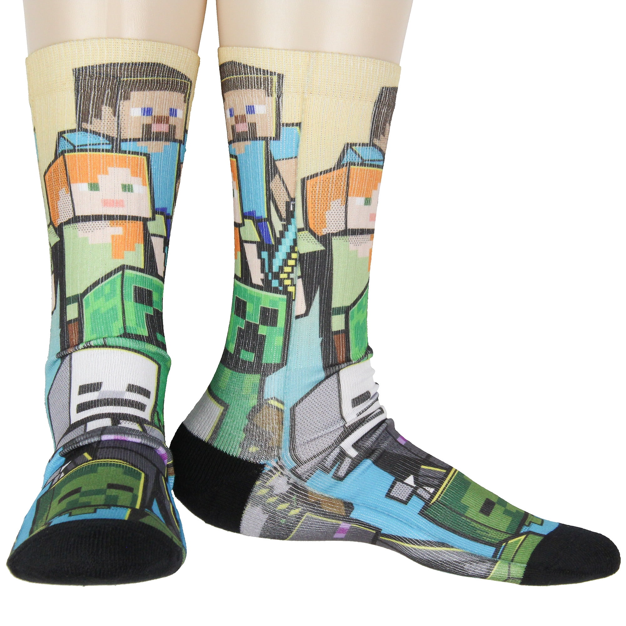 Minecraft Men's Crew Socks, Size 10-13, Mixed Characters Design ...