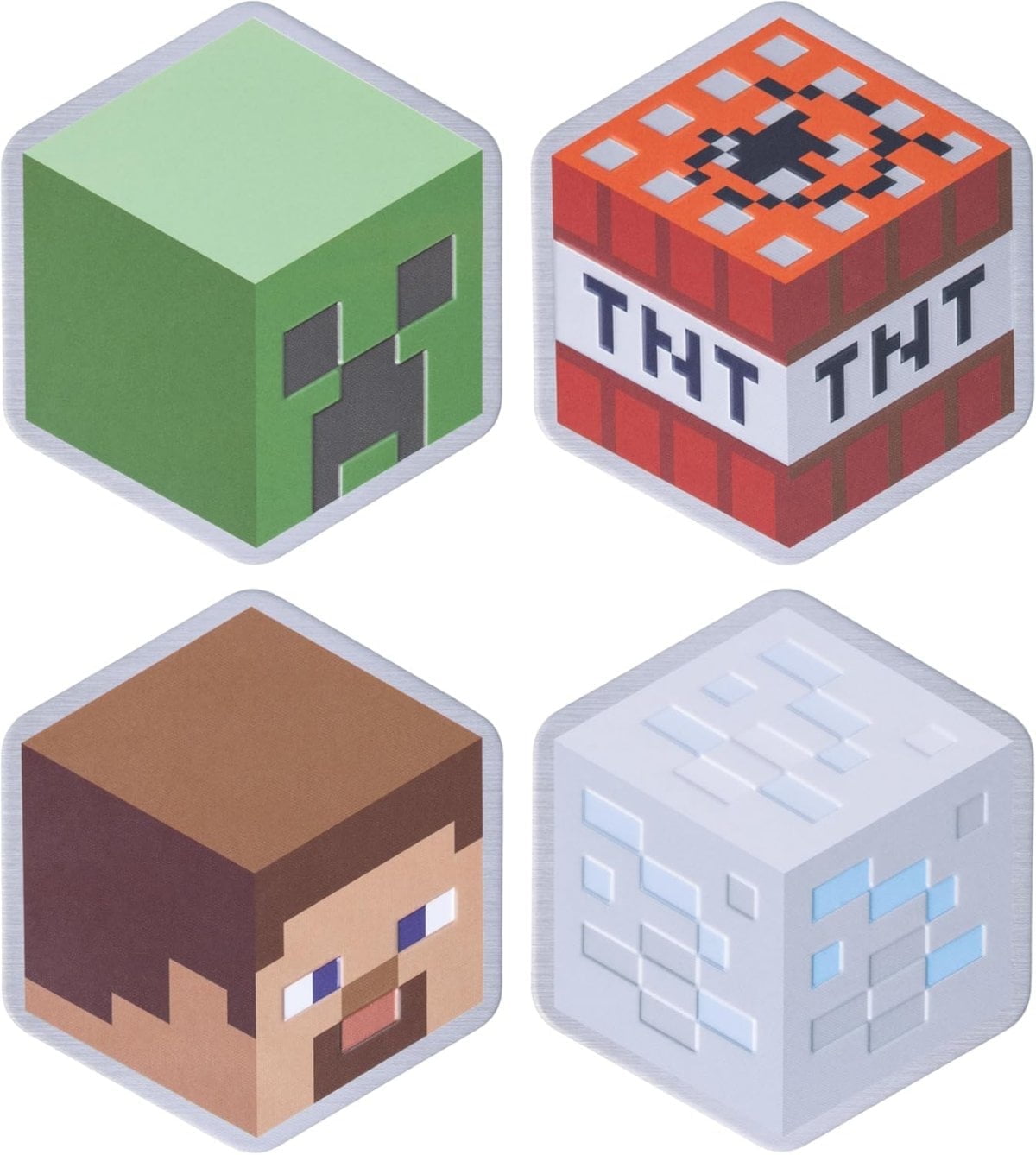 Minecraft Metal Drink Coasters Set of 4 Licensed Mojang Video Game ...