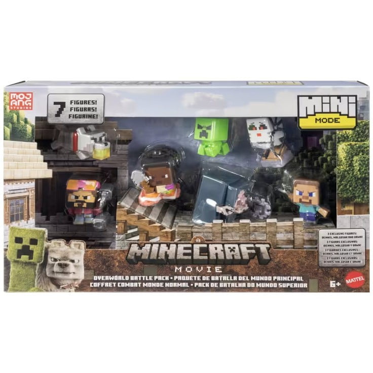 Mattel Minecraft Mini Mode Overworld Battle Pack, 7 Mini Figures, Movie ...