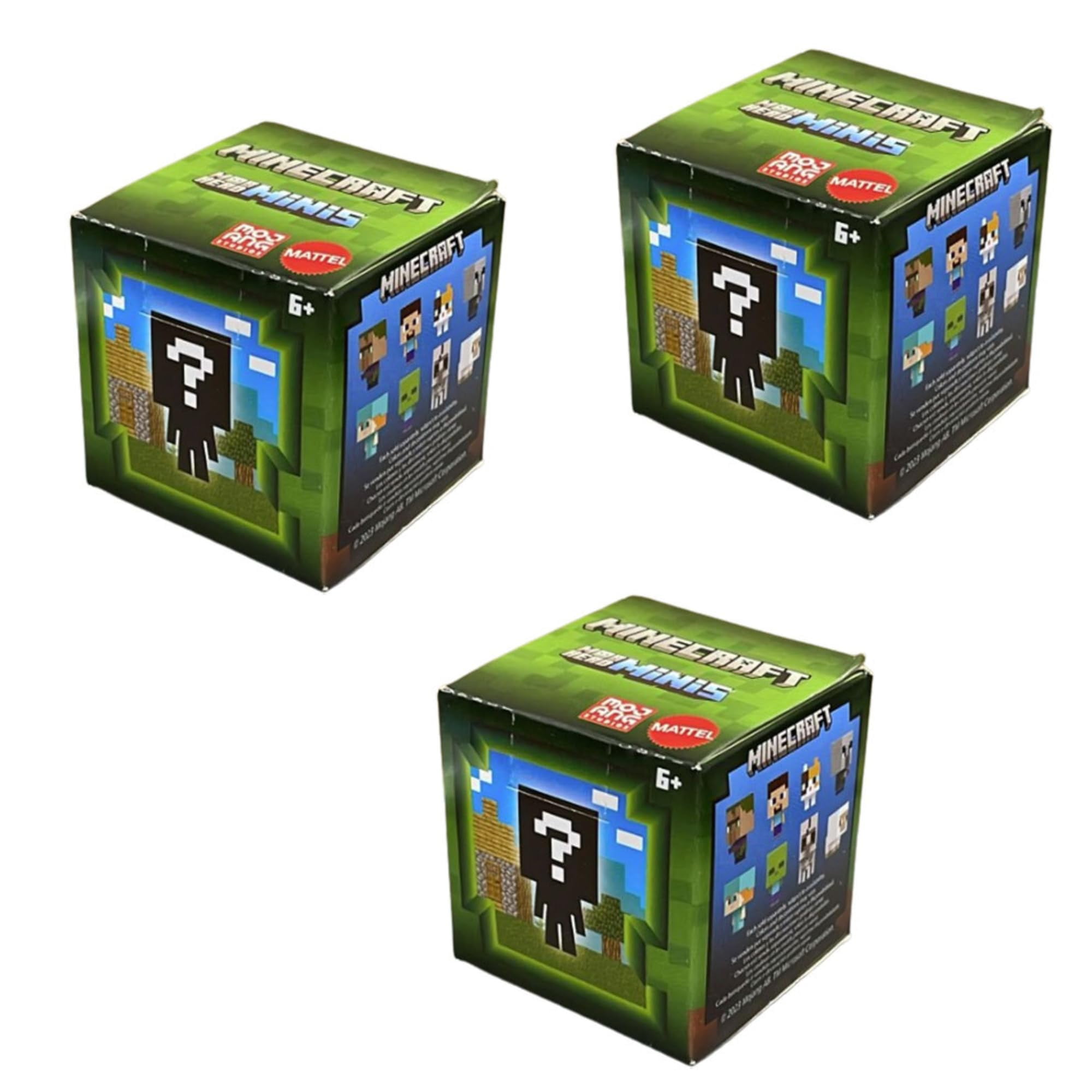 Minecraft Mob Head Minis Surprise Figures (Pack of 3 Blind Boxes ...