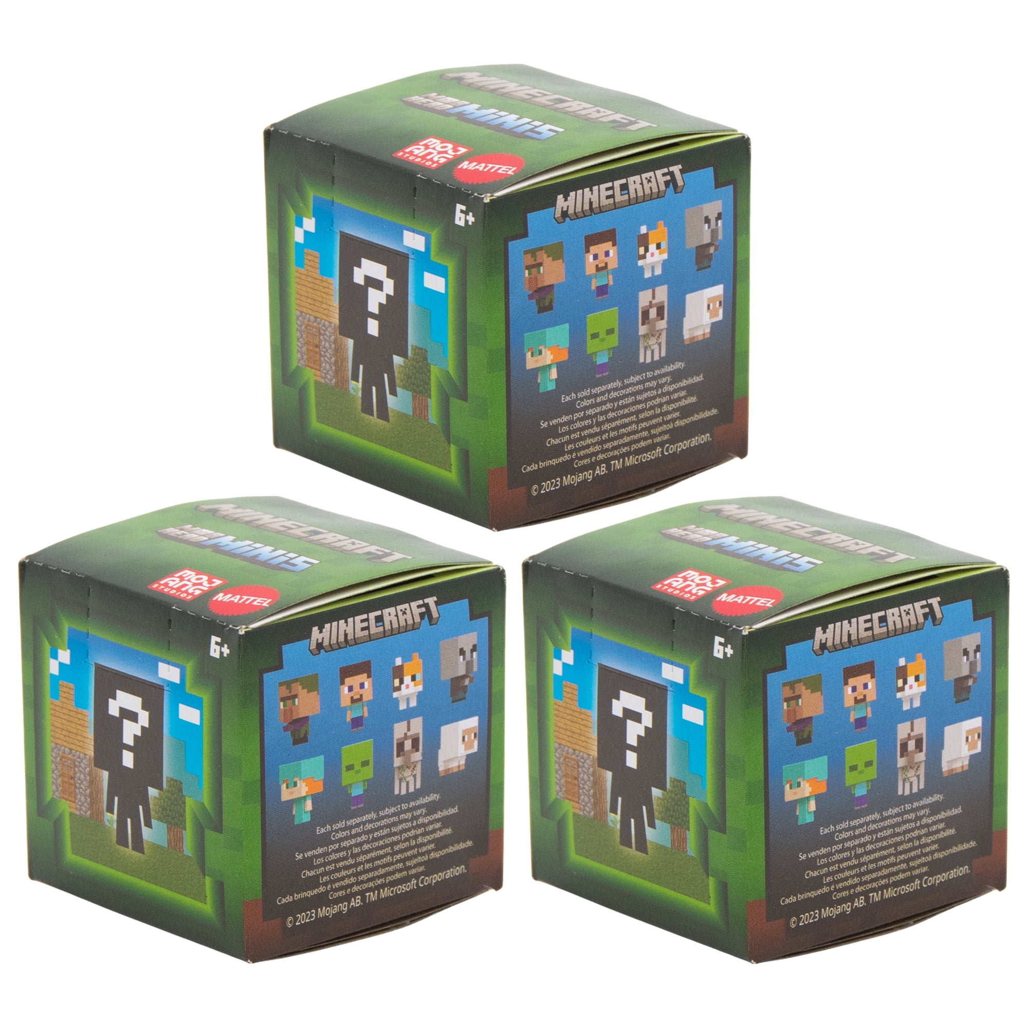 Minecraft Mob Head Minis Surprise Figures (Pack of 3 Blind Boxes ...