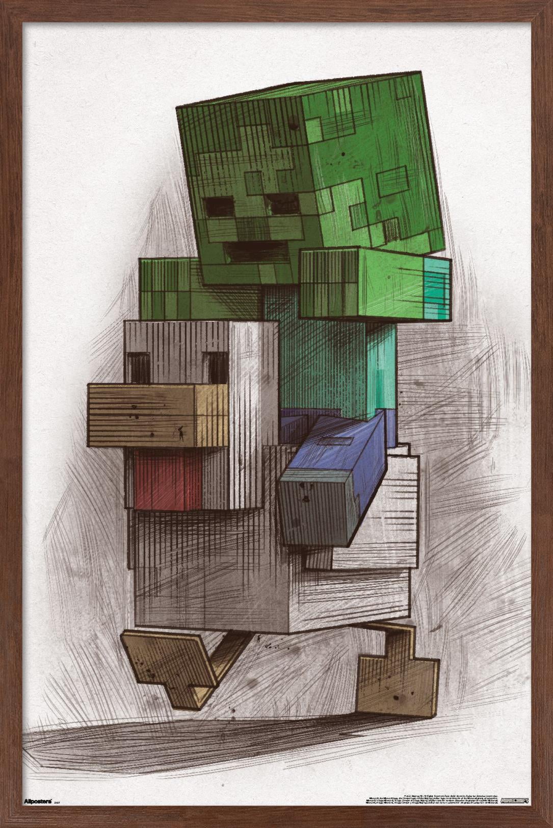 Minecraft: Mobestiary - Chicken Jockey Wall Poster, 14.725" x 22.375 ...