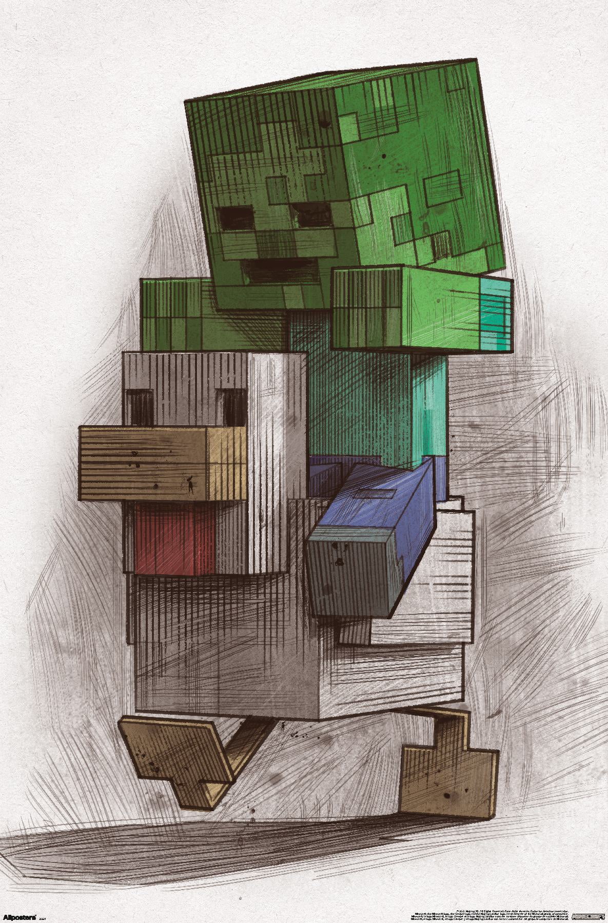 Minecraft: Mobestiary - Chicken Jockey Wall Poster, 22.375" x 34 ...
