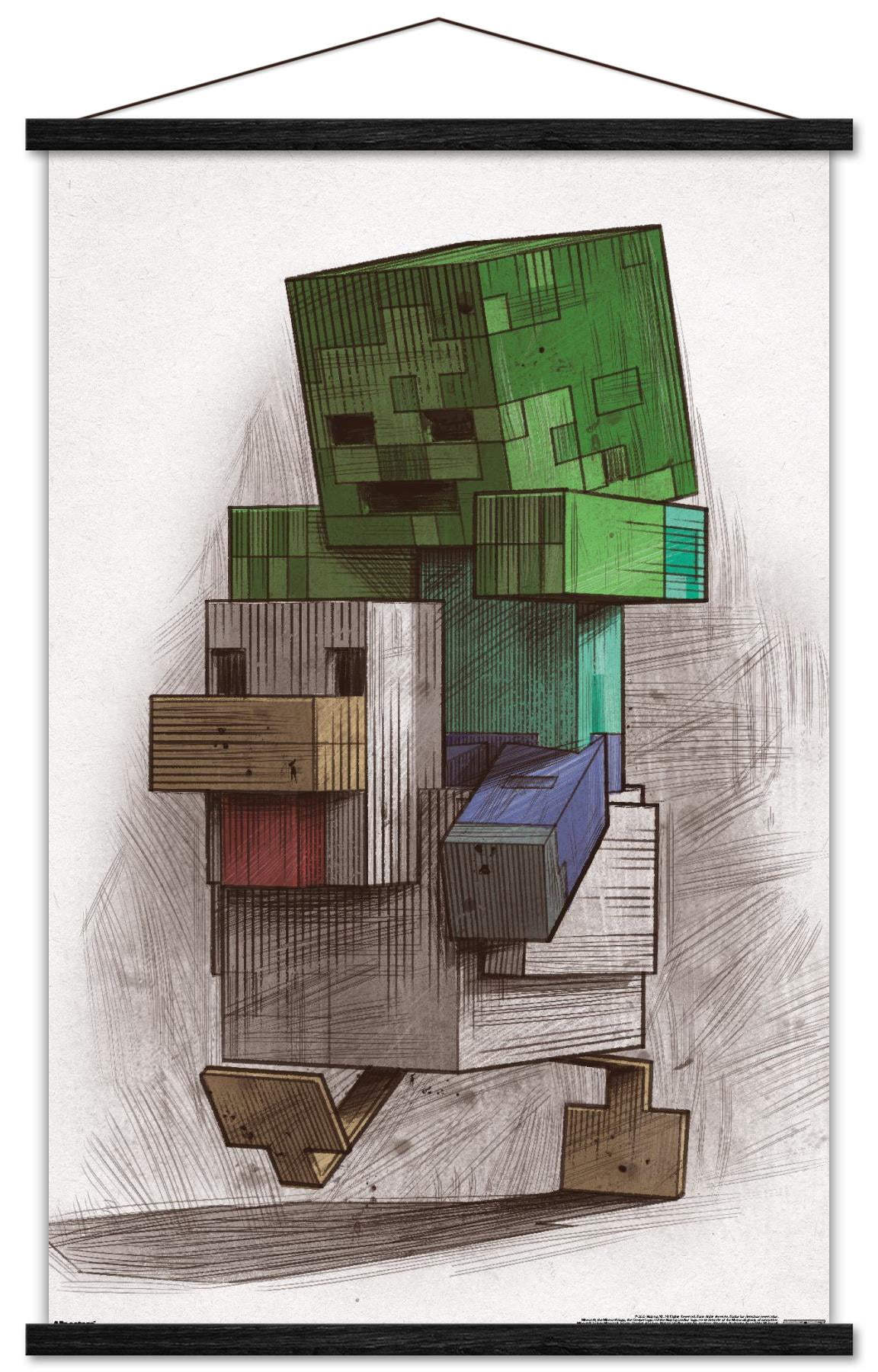 Minecraft: Mobestiary - Chicken Jockey Wall Poster with Magnetic Frame ...