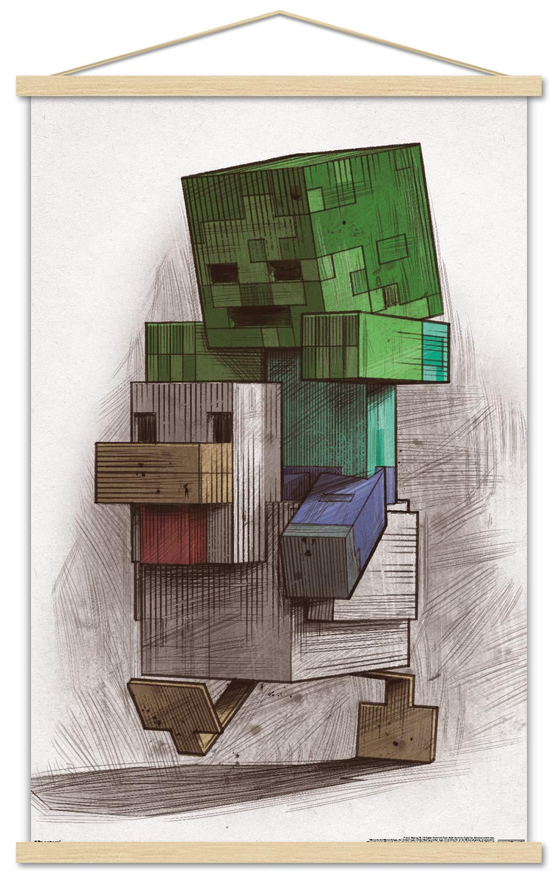Minecraft: Mobestiary - Chicken Jockey Wall Poster with Magnetic Frame ...