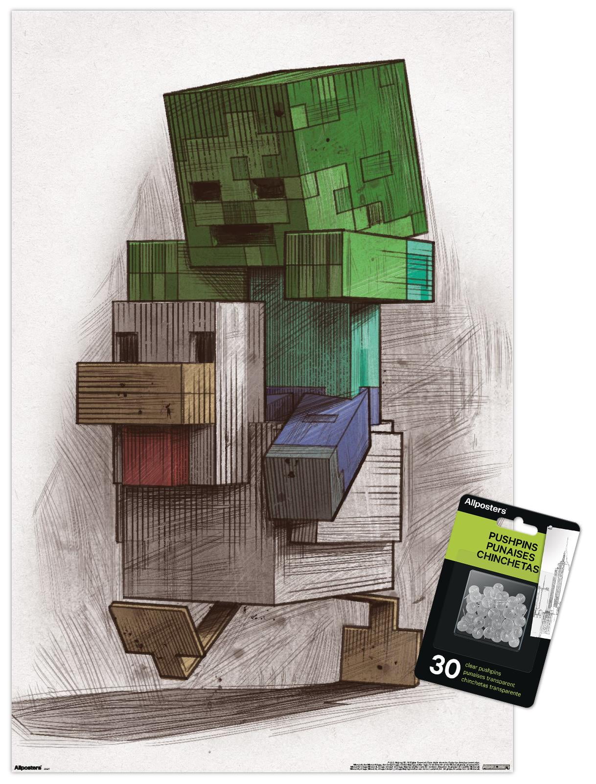 Minecraft: Mobestiary - Chicken Jockey Wall Poster with Push Pins, 14. ...