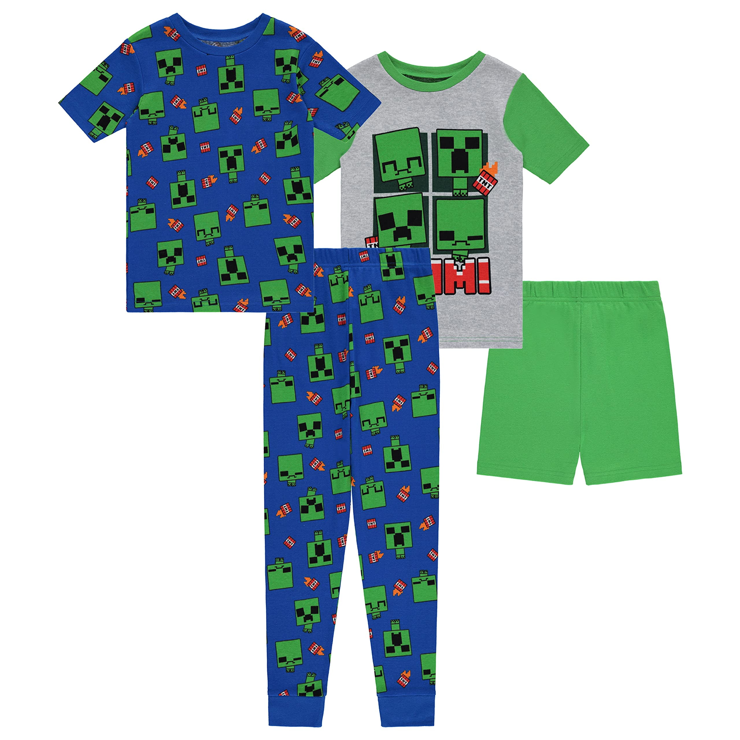 Minecraft Mojang Boys Pajamas Set - 4 Piece Short Sleeve Pajamas Set ...