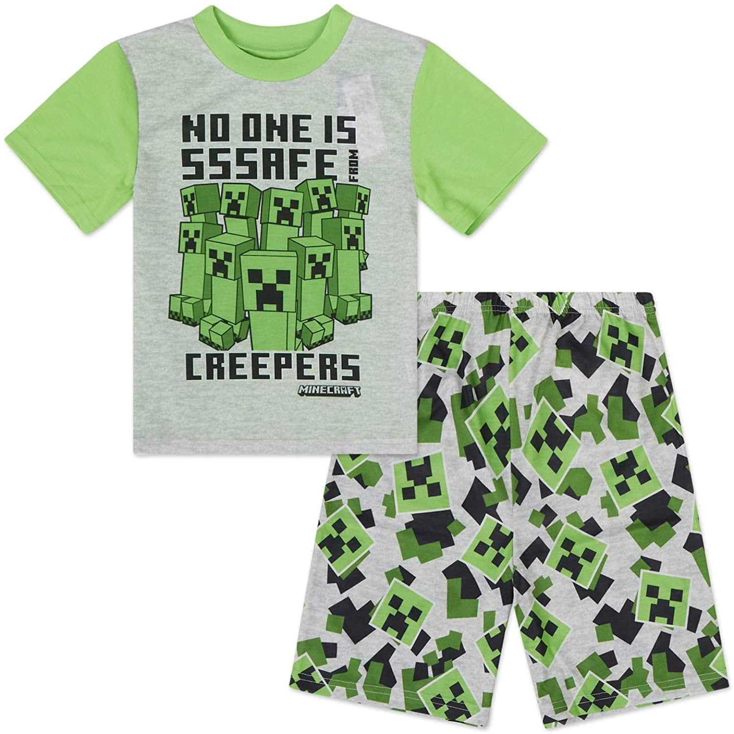 Minecraft Mojang Boys Pajamas Set - Color (Green Grey)/ Size (10 ...