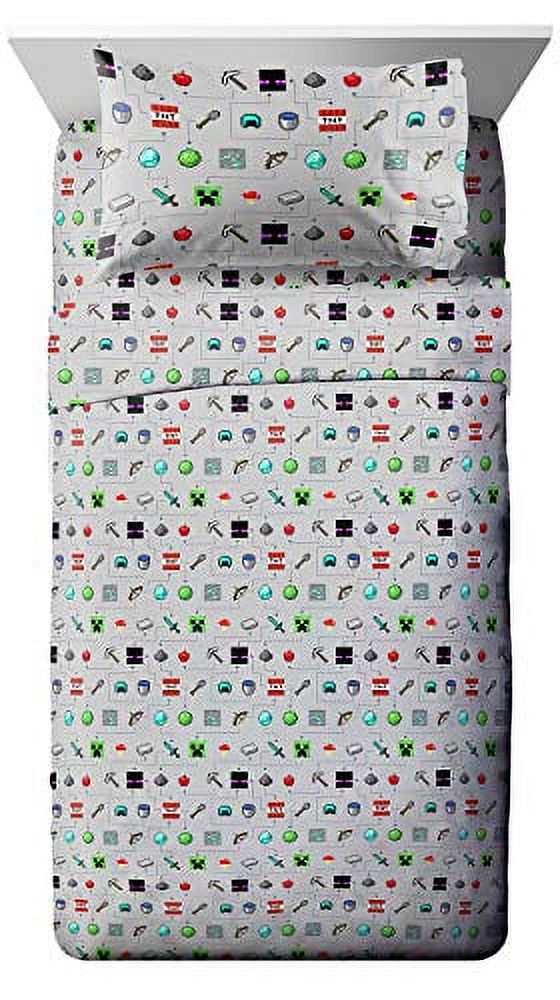 MineCraft Spawn Kids Gray Bed Sheet Set - Walmart.com