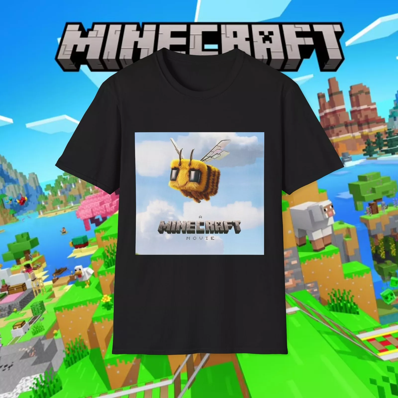 Minecraft Movie Bee Meme Steve Unisex T-Shirt, Lovely Cotton Tee For ...