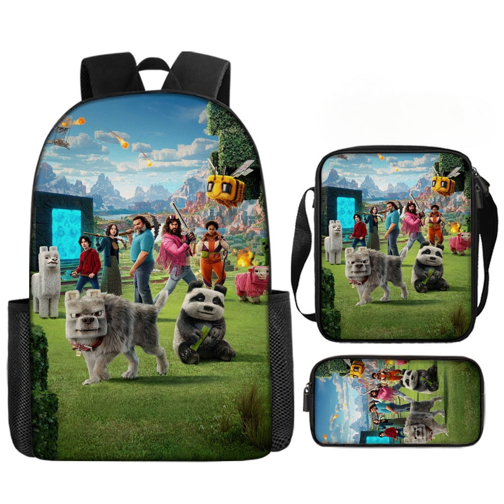 Minecraft Movie Casual Printed Backpack Three-piece Set - Walmart.com