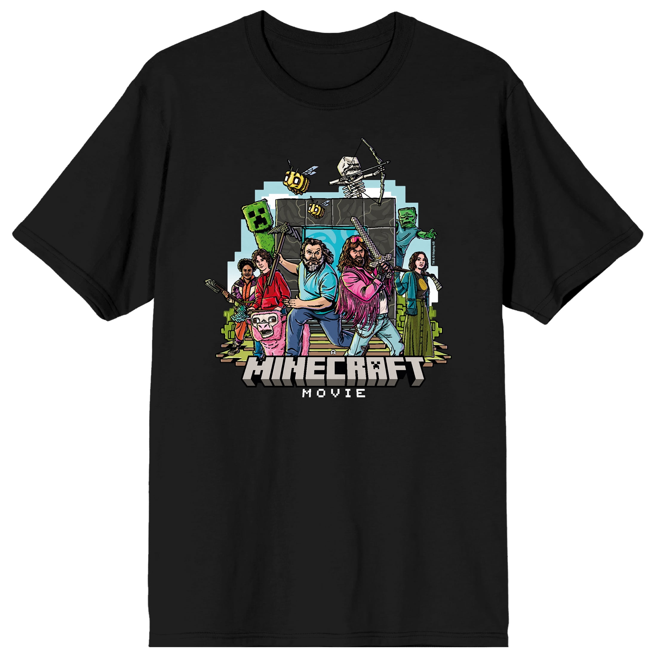Minecraft Movie Characters minecraft mobs portal on Black Adult Crew Neck Short Sleeve T-shirt ...