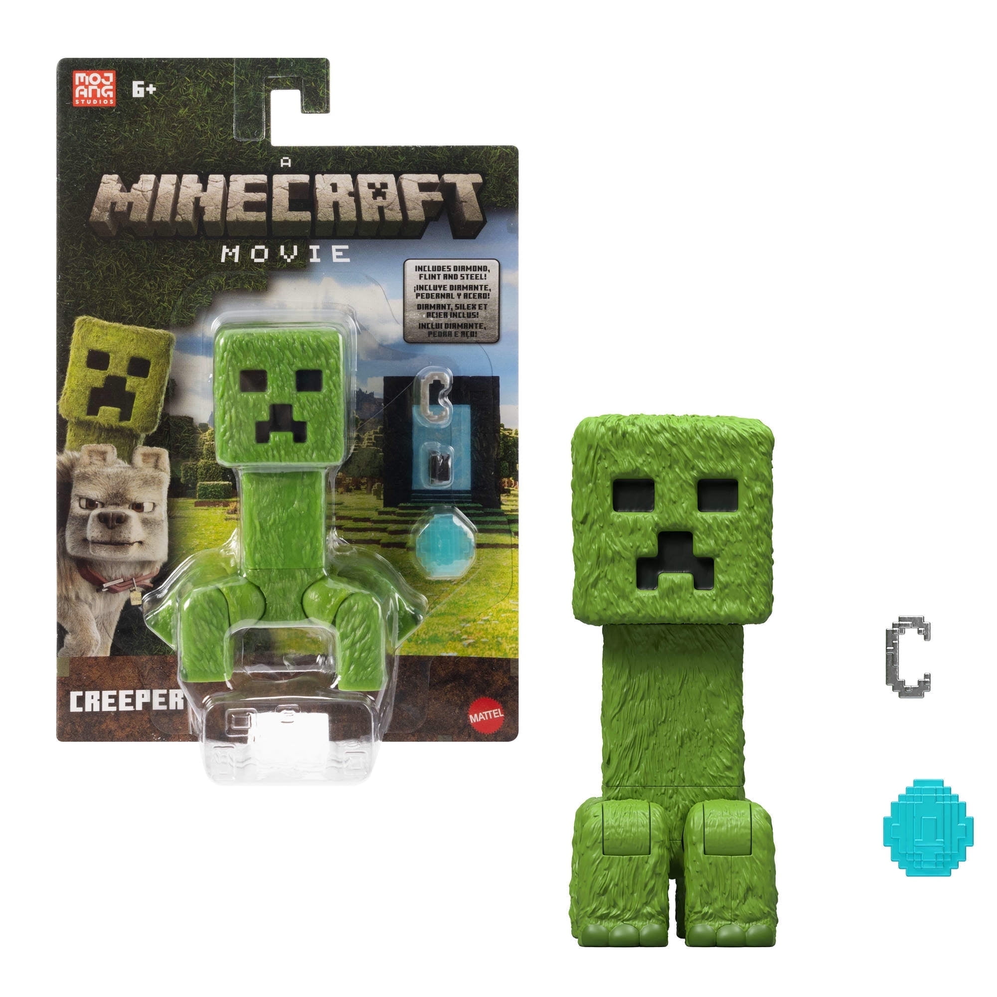 Minecraft Movie Creeper Action Figure 4-Inch Posable Toy with Accessories Collectible for Play ...