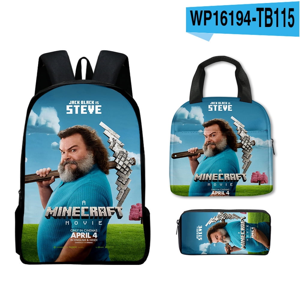 Minecraft Movie Minecraft Backpack Three-piece Set,Minecraft backpack ...