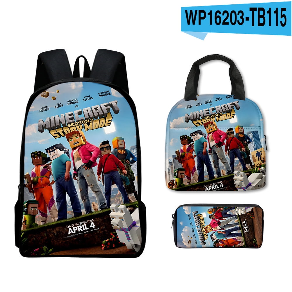 Minecraft Movie Minecraft Backpack Three-piece Set,Minecraft backpack ...