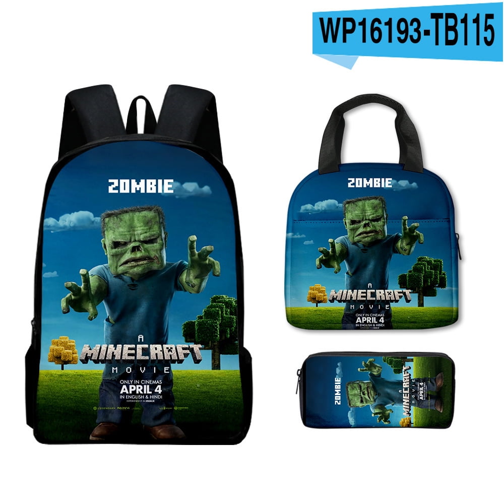 Minecraft Movie Minecraft Backpack Three-piece Set,Minecraft backpack ...