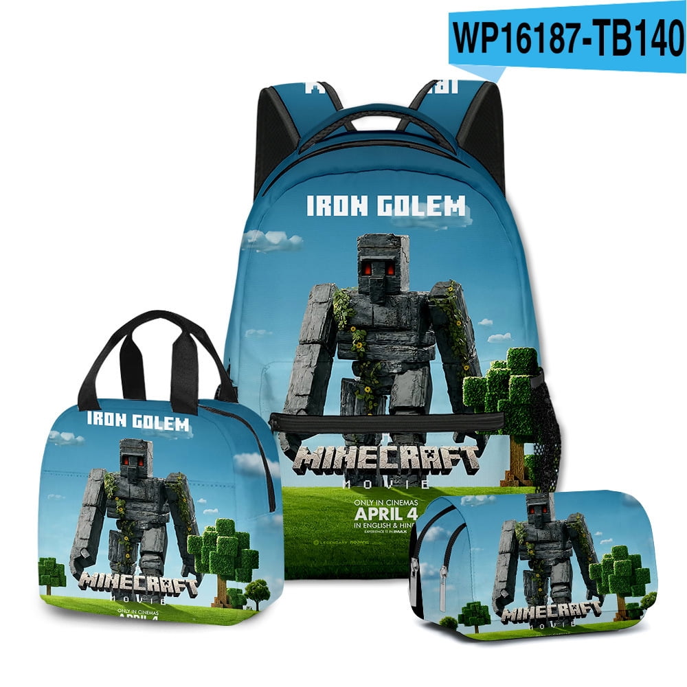 Minecraft Movie Minecraft Backpack Three-piece Set,Minecraft backpack ...