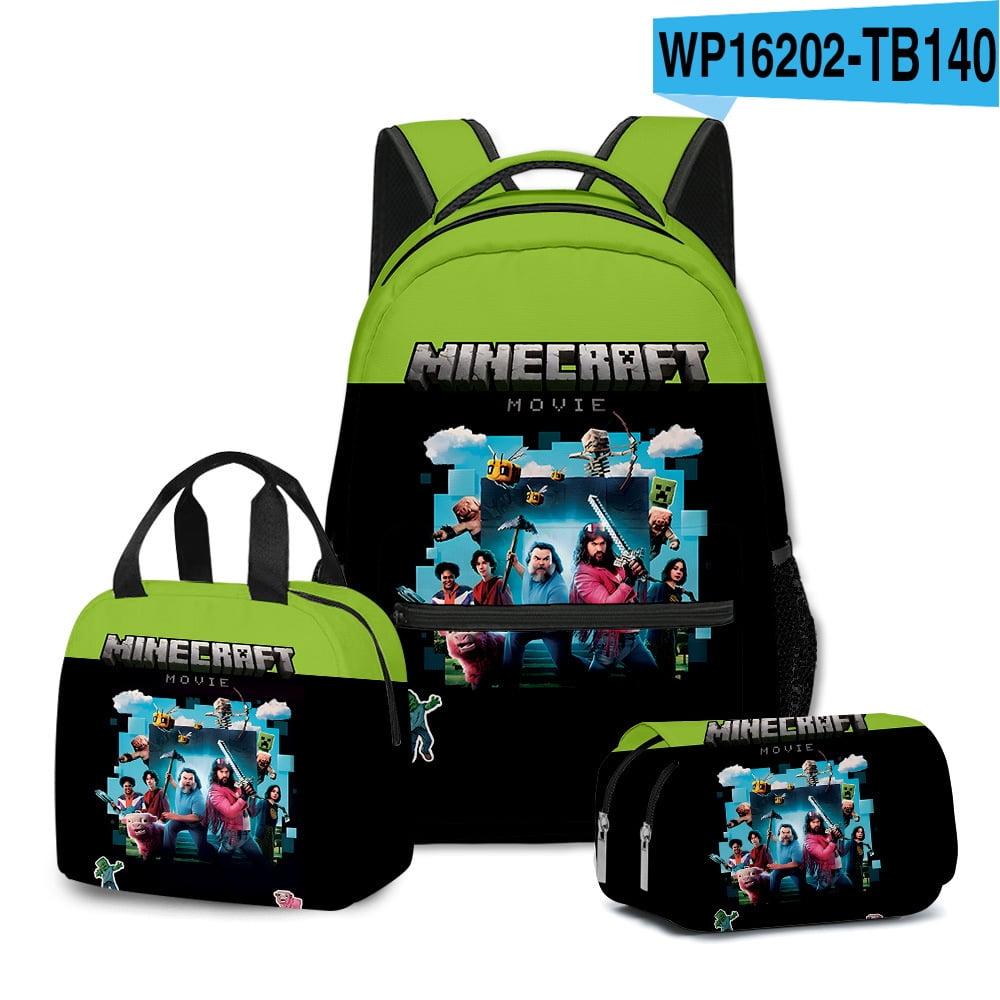Minecraft Movie Minecraft Backpack Three-piece Set,Minecraft backpack ...