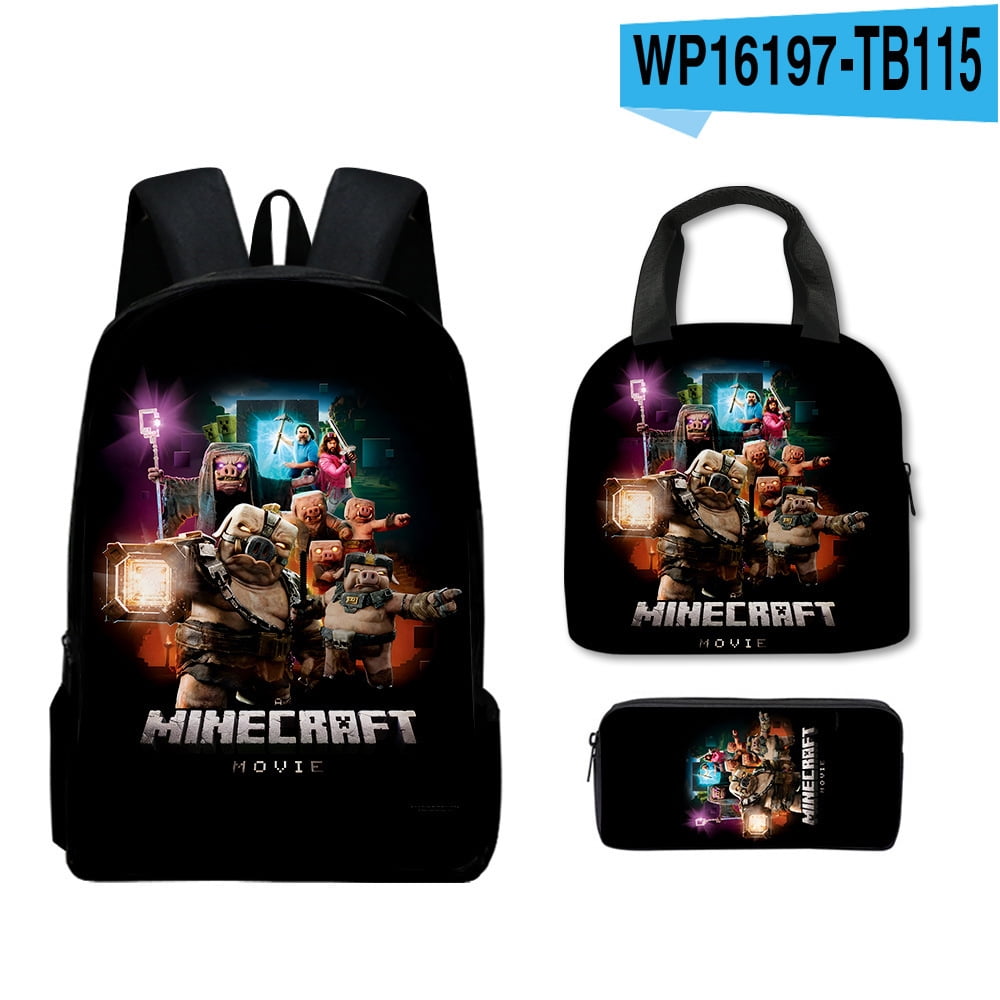 Minecraft Movie Minecraft Backpack Three-piece Set,Minecraft backpack ...