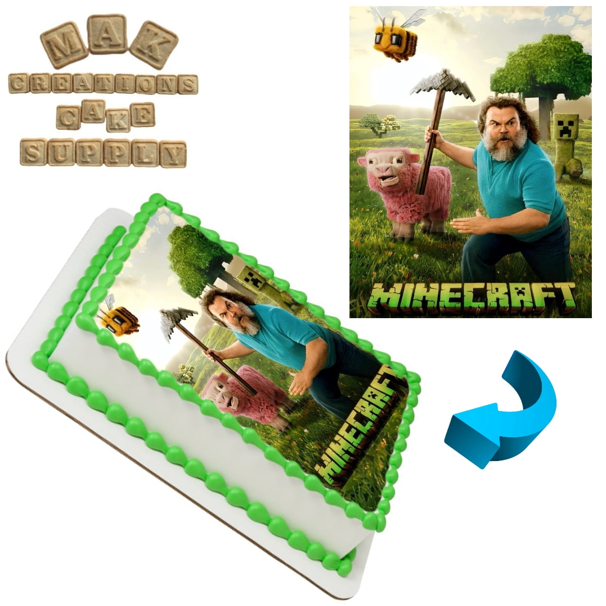 Minecraft Movie Steve 1/4 Sheet Cake topper - Can also be used on a 1/2 ...