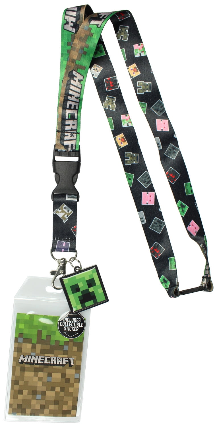 Minecraft Kids Multi-Character Keychain ID Badge Holder Lanyard ...