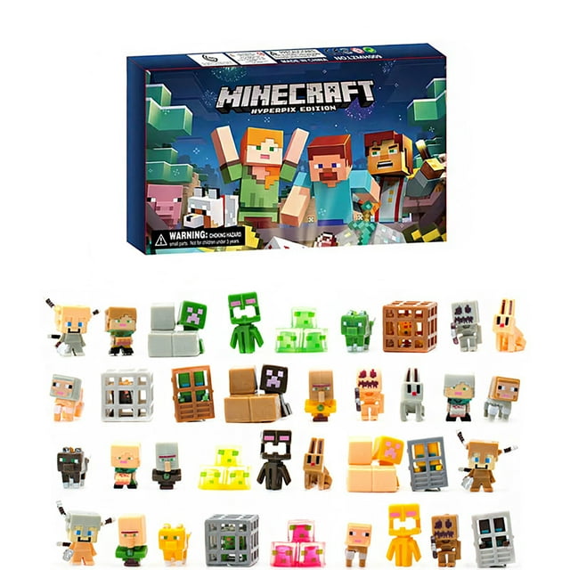 24PCS Minecraft Mini Action Figures & Accessory, 1.7-in Scale ...