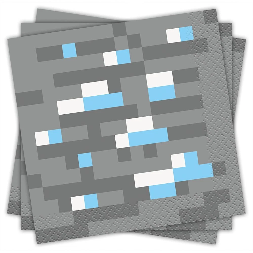 Minecraft Multicolor Disposable Beverage Napkins 5X5 16 Count Pixel ...